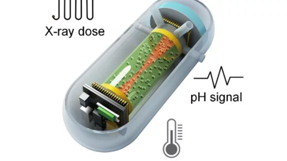 Swallowable capsule monitors radiation dose in real-time during ...